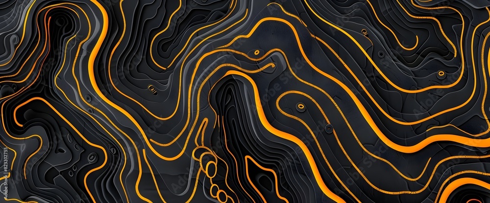 Topographic line map pattern background vector illustration with dark ...