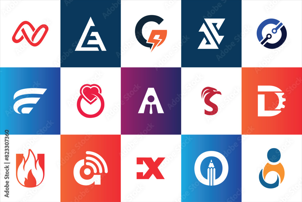 Set of creative modern minimal logo design template company business ...