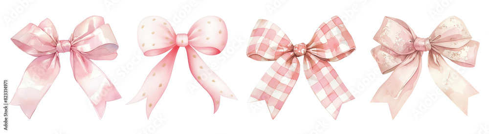 Watercolor illustration of coquette bow ribbon png on transparent ...