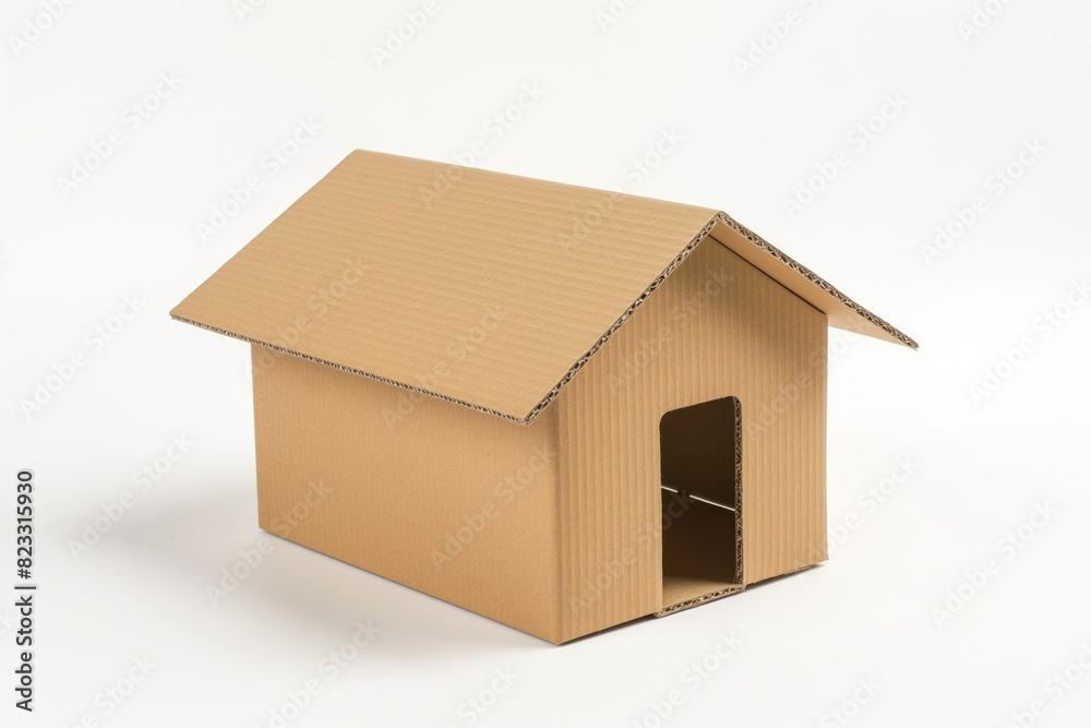 Cardboard House on White Background - Isolated cardboard house model on ...
