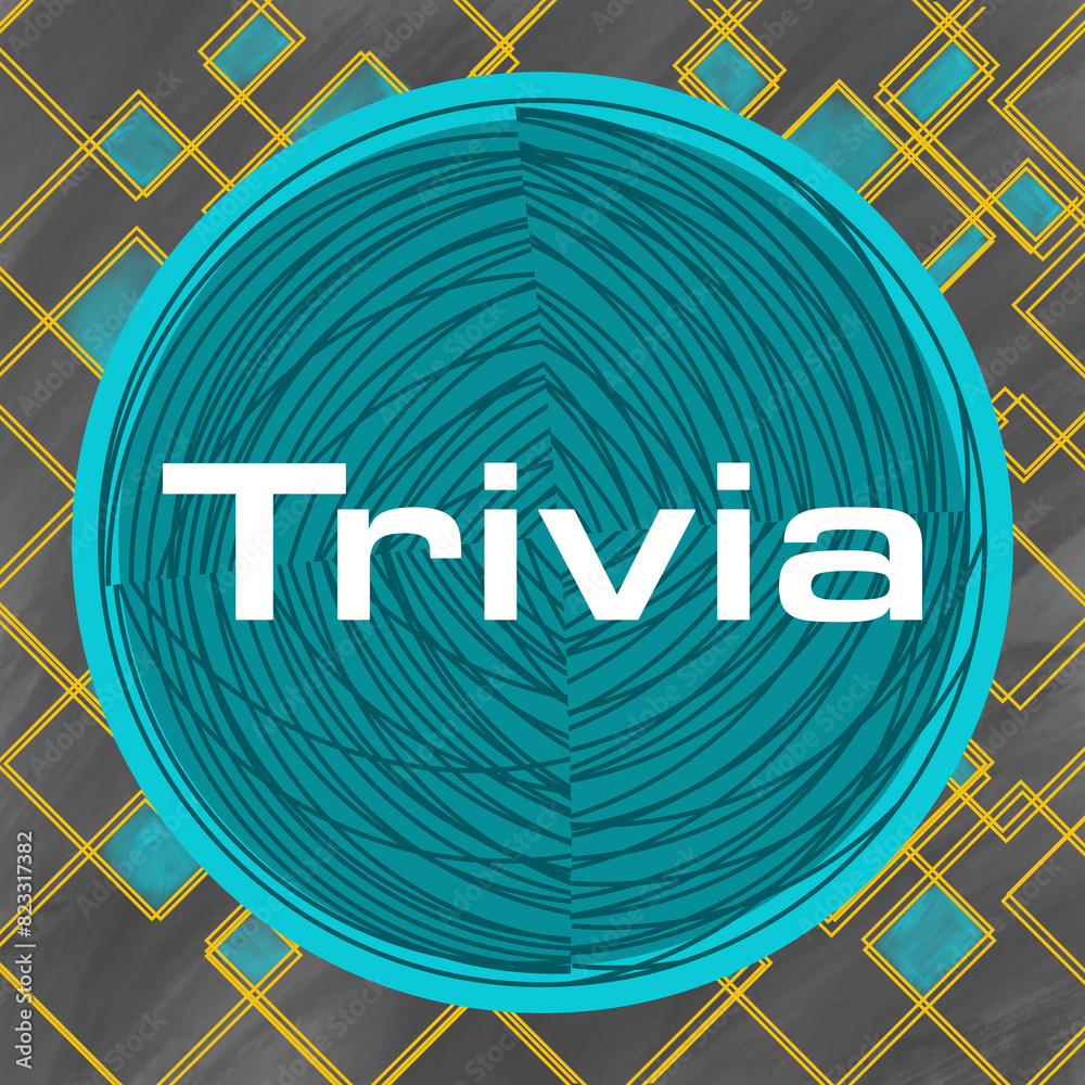 Trivia Turquoise Dark Gold Squares Lines Grid Circular Text Stock ...