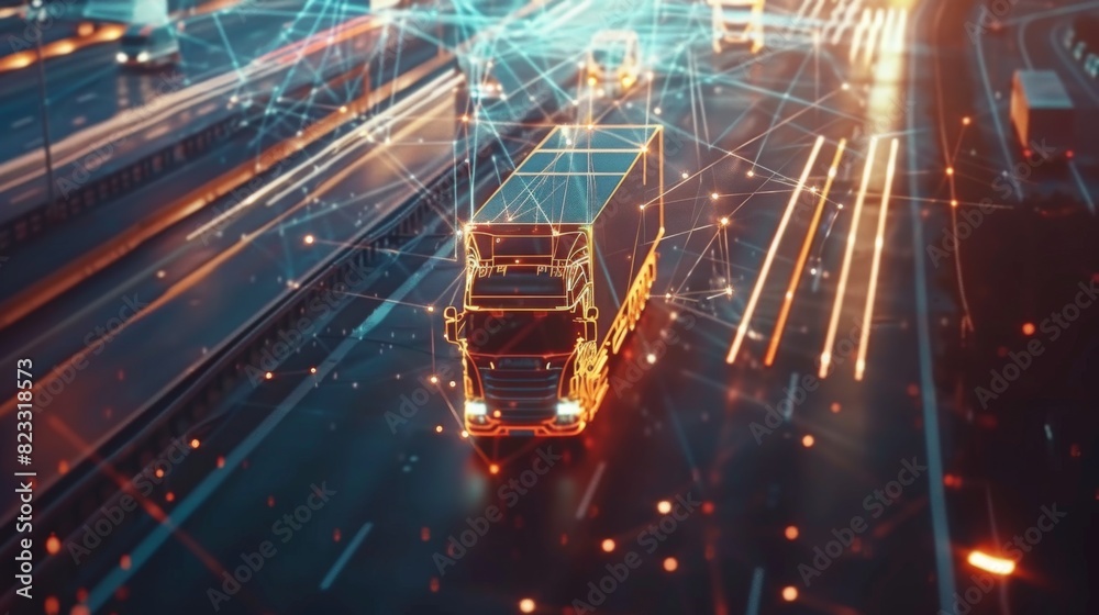 Transportation and logistics network distribution technology concept ...