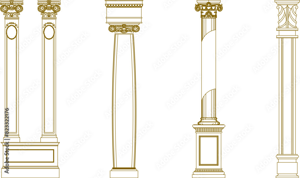 Sketch illustration vector drawing of classic old column design vintage ...