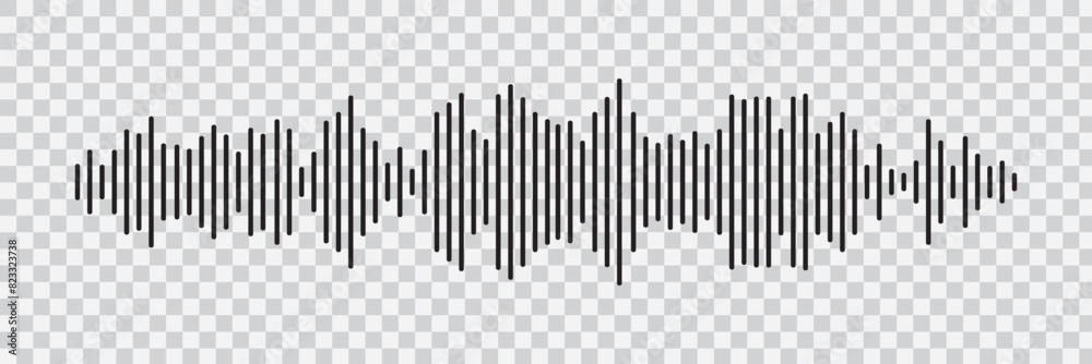 Set of radio Wave icon. Monochrome simple sound wave on transparent ...