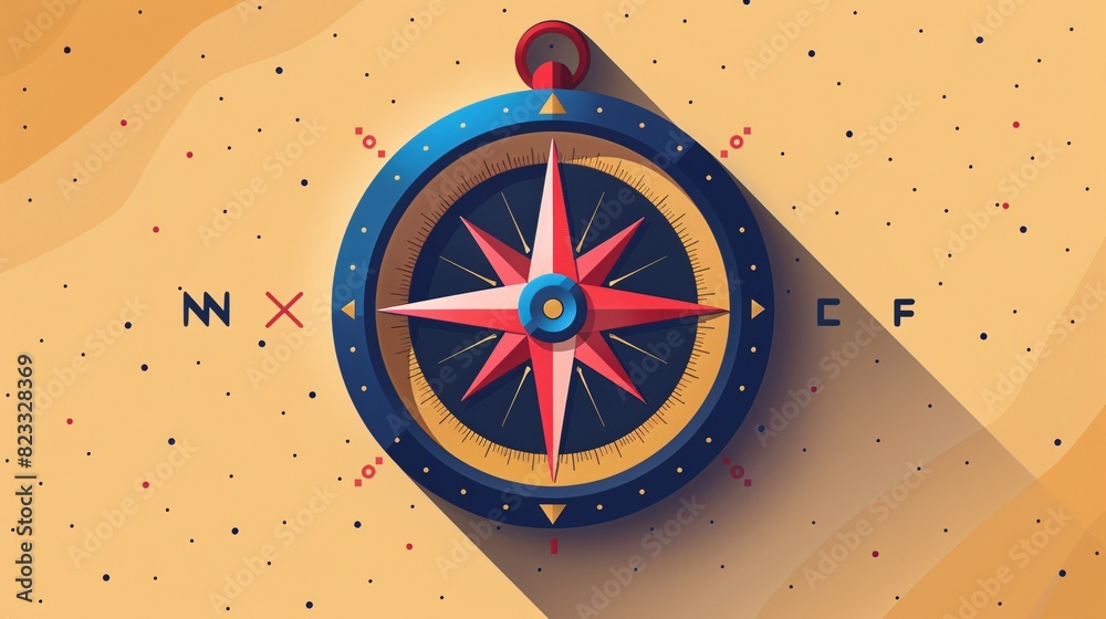 Trendy flat-style compass icon for architecture-themed web design ...