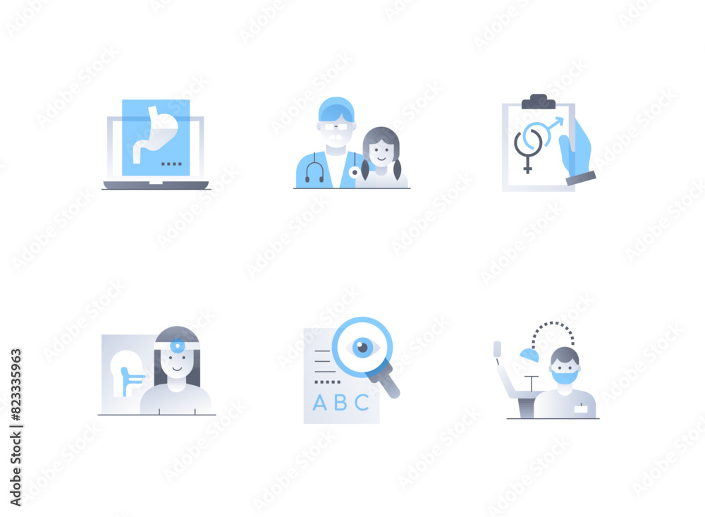 Medicine and doctors - flat design style icons set. High quality images ...