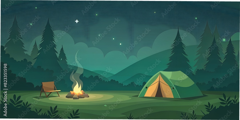 camping in the forest Background, open vector image, camping forest ...
