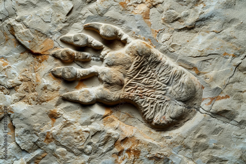 Foto de Detailed image showing a prehistoric animal paw print ...