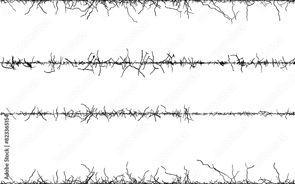 frame of wire, barbed wire texture set, black and white barbed wire ...
