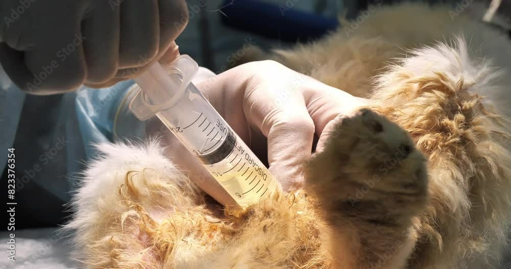 Before surgery on the rabbit's bladder, a urinary catheter is installed ...