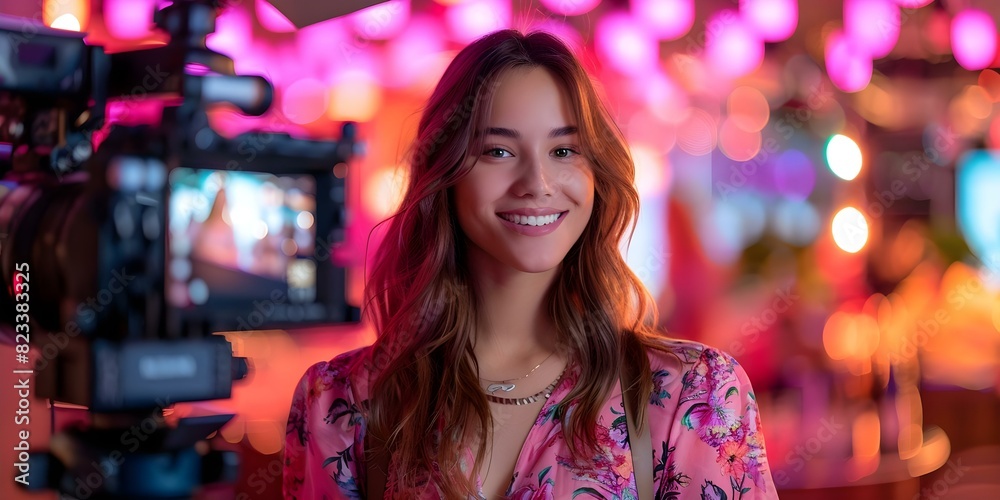 Influencer girl creating captivating social media content showcasing ...