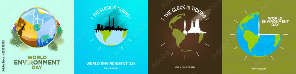 World Environment Day Concept Posters. The clock is ticking of Earth ...