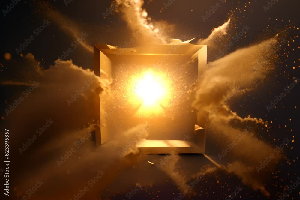 Gold Powder Explosion with Frame, Golden Dust Splash Border, Yellow ...