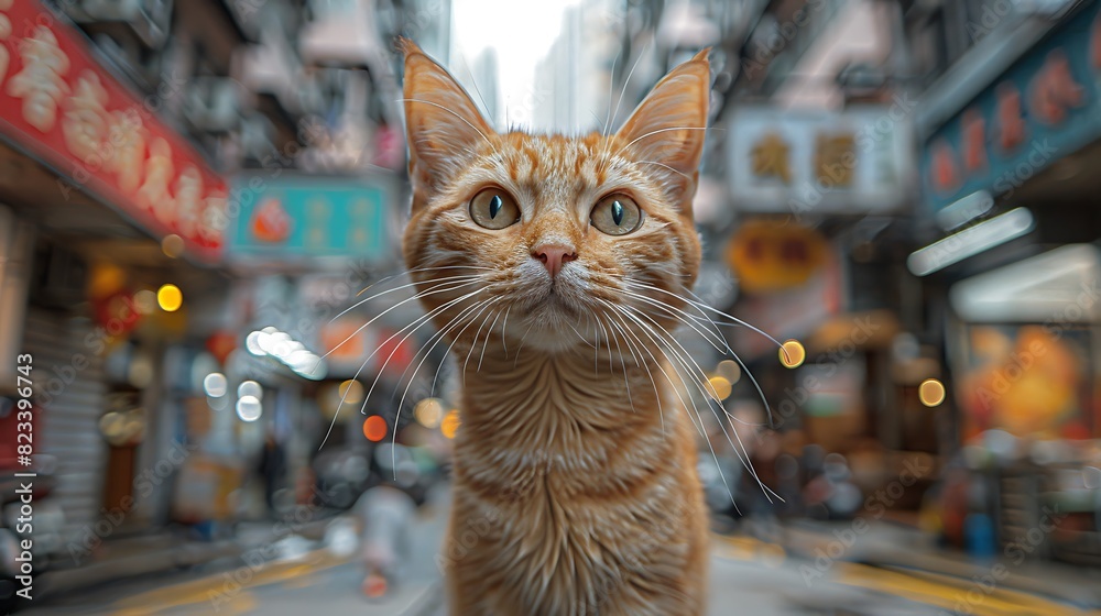 Nestled among towering skyscrapers of Hong Kong a family of feral cats ...