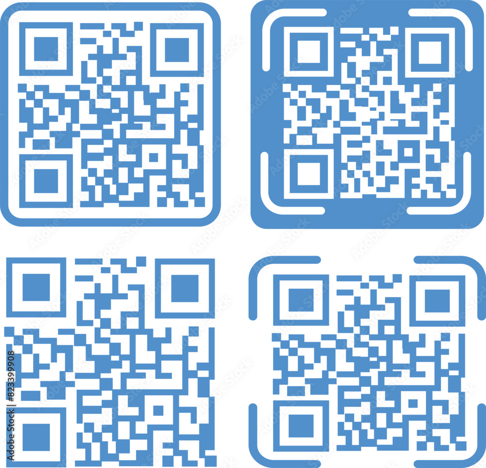 Set of Digital scanning QR code icons. QR code for payment. QR code ...