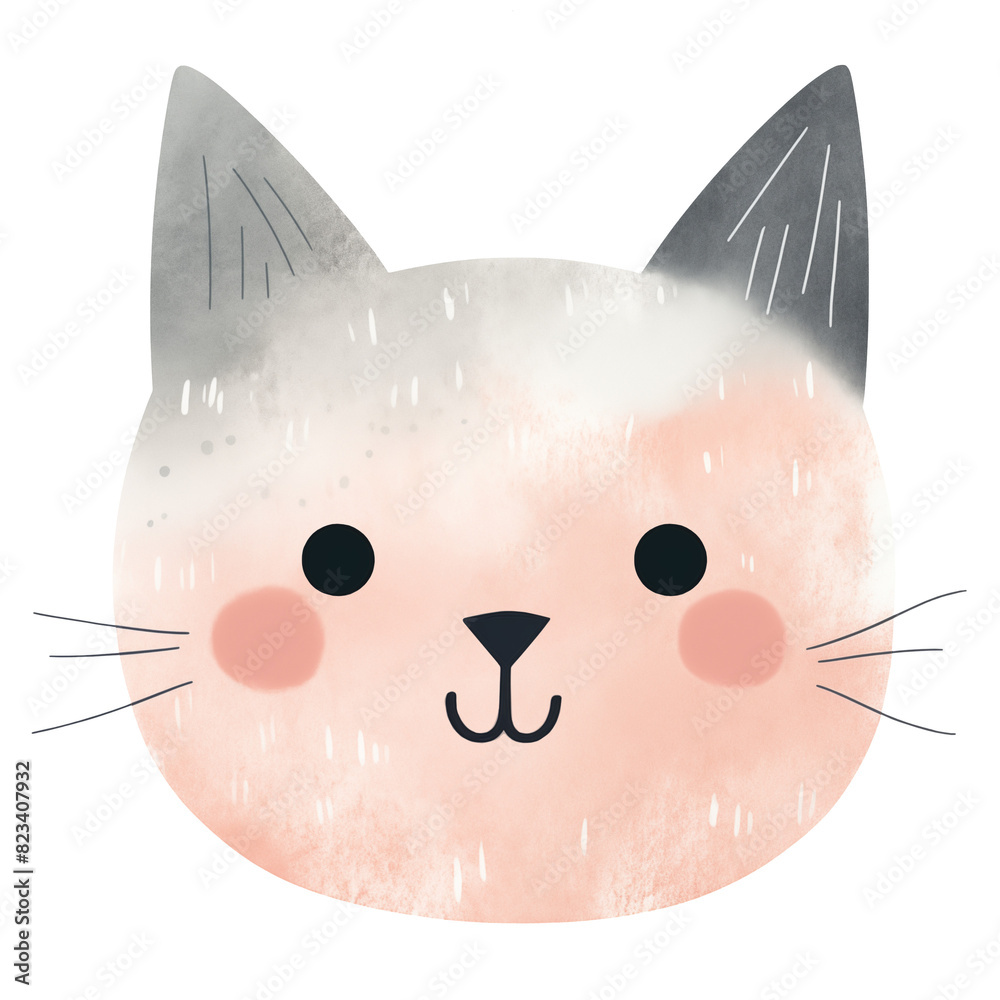 Cat clipart. Watercolor cat face clipart. Cute cat head in cartoon ...