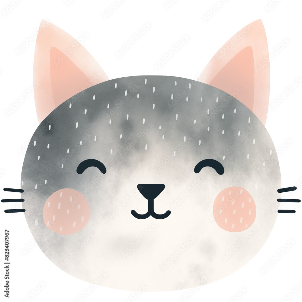 Cat clipart. Watercolor cat face clipart. Cute cat head in cartoon ...