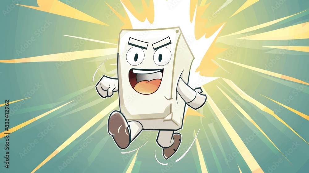 The Milk Carton Mascot in Running - This cartoon illustration shows a ...