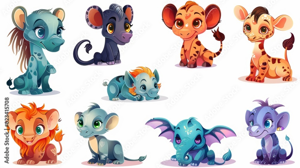 Isolated cartoon characters of baby animals, based on a background of ...