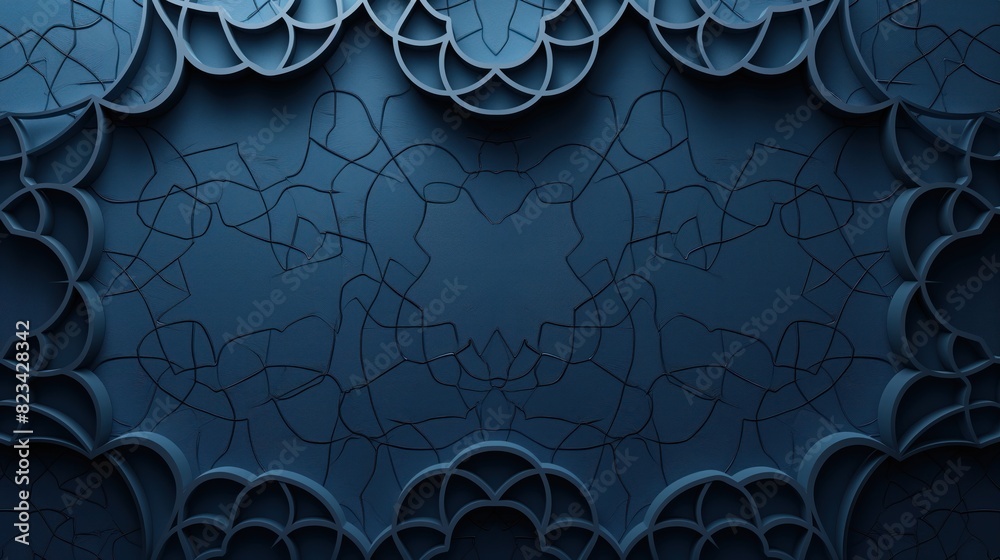 Islamic background minimalism. dark blue 3D Islamic geometric pattern ...