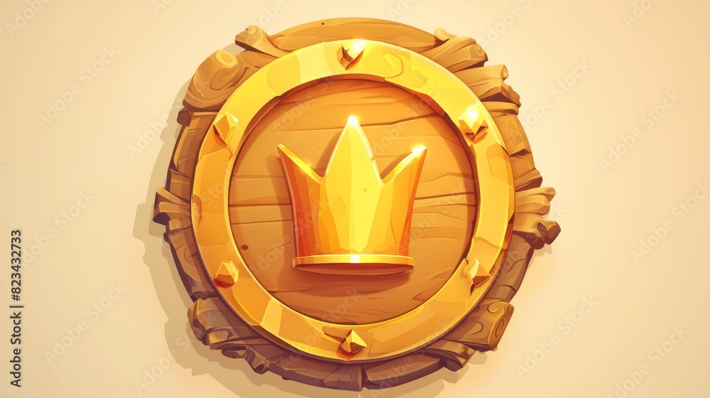 UI game icon with gold circle avatar badge for medieval interface ...