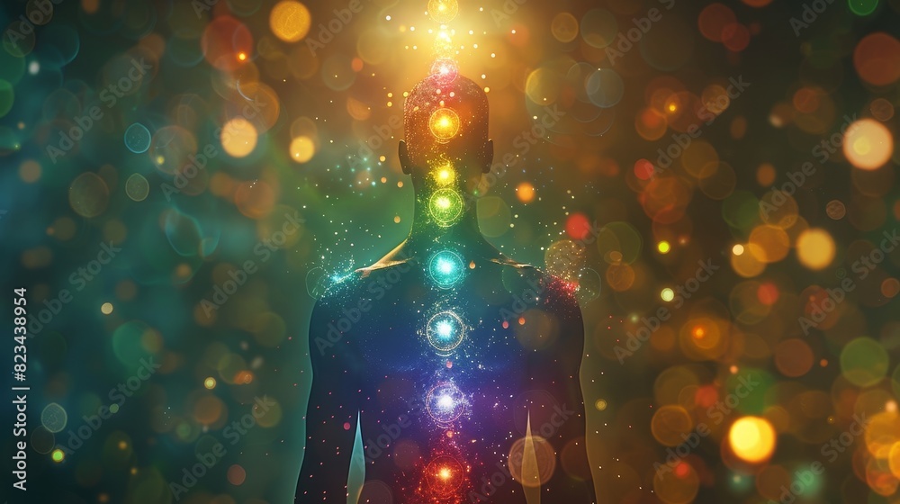 A visual representation of the chakras as interconnected, glowing ...