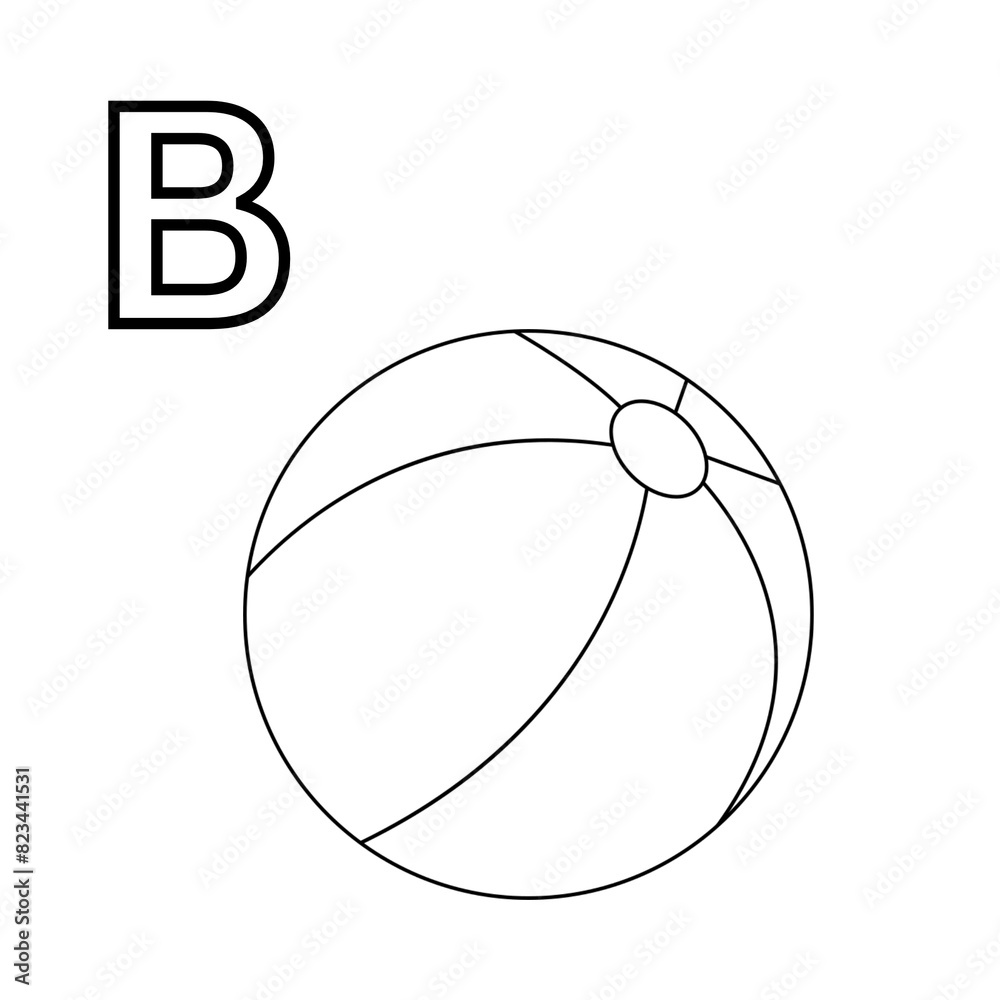 B is for ball coloring page for kids Stock Photo | Adobe Stock
