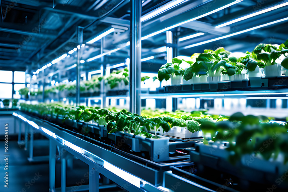 Healthy hydroponic vegetables grow well on a Smart farm with a modern hydroponic farming system ...