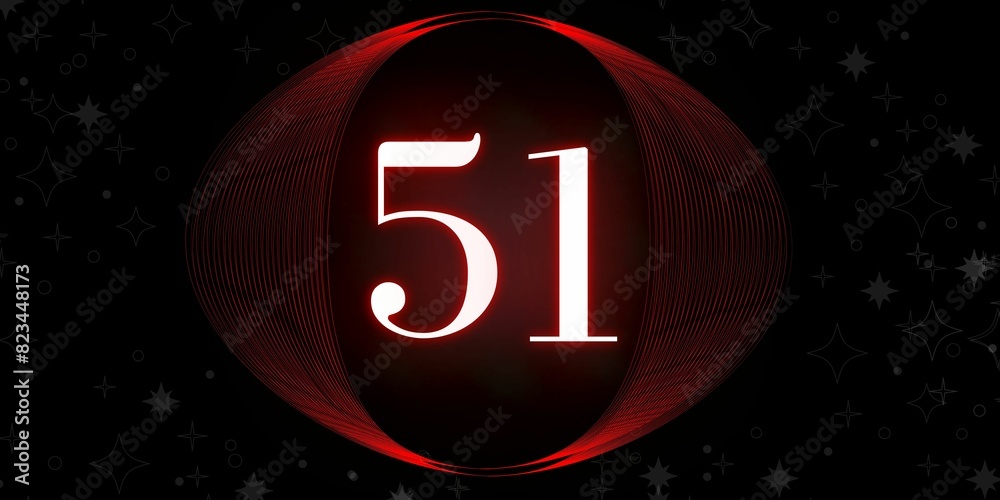 Number 51. Banner with the number fifty one on a black background and ...