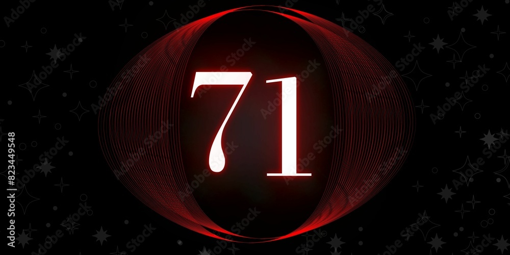 Number 71. Banner with the number seventy one on a black background and ...