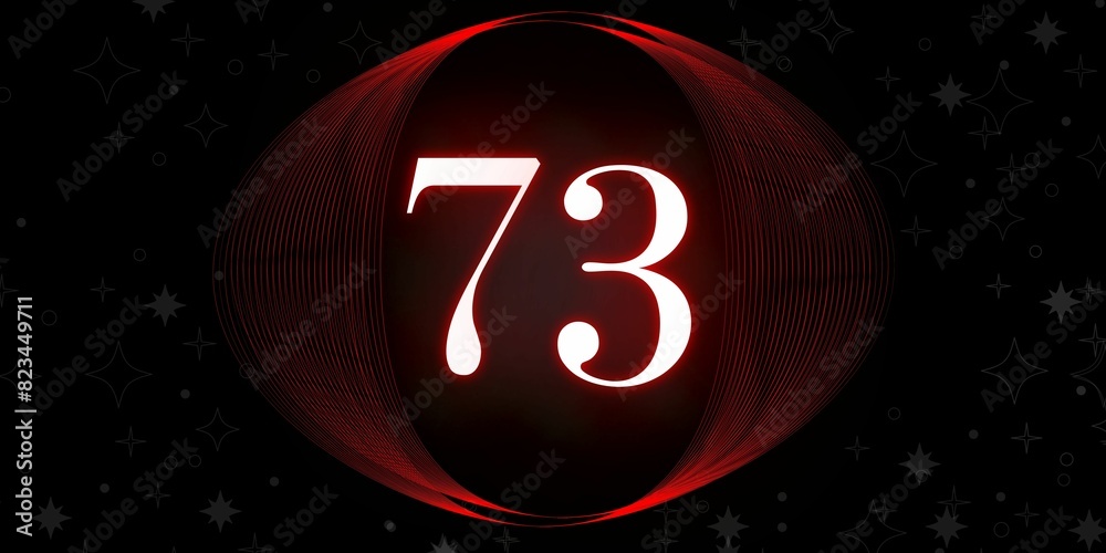 Number 73. Banner with the number seventy three on a black background ...