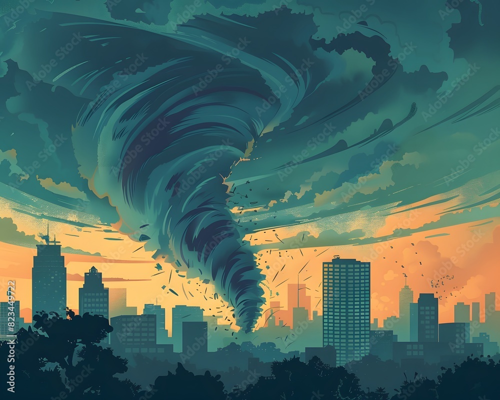 Illustrated Of Enhanced Tornado Classification For Better City Forecasting Image With Text Space