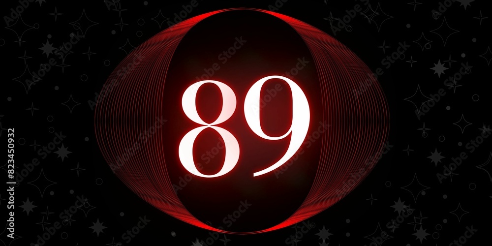 Number 89. Banner with the number eighty nine on a black background and ...