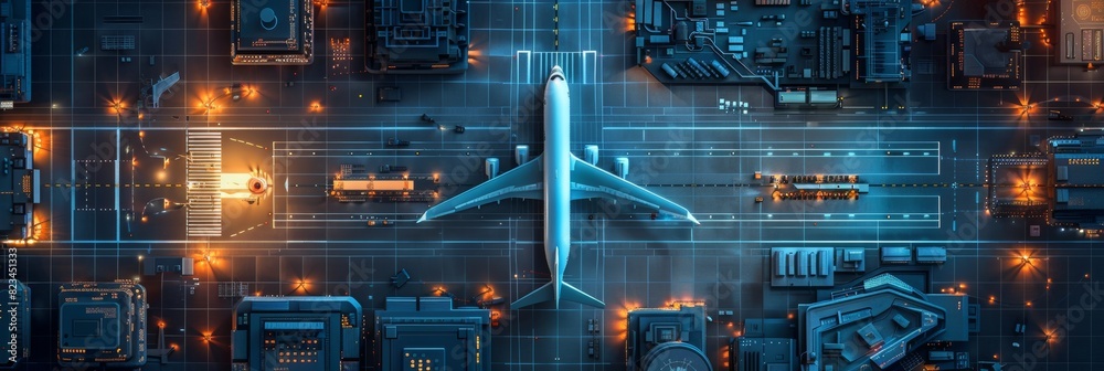 Rendering of a 3D Commercial Airport with Modern VFX Aircraft Moving ...