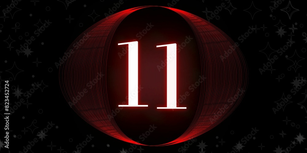 Number 11. Banner with the number eleven on a black background and ...