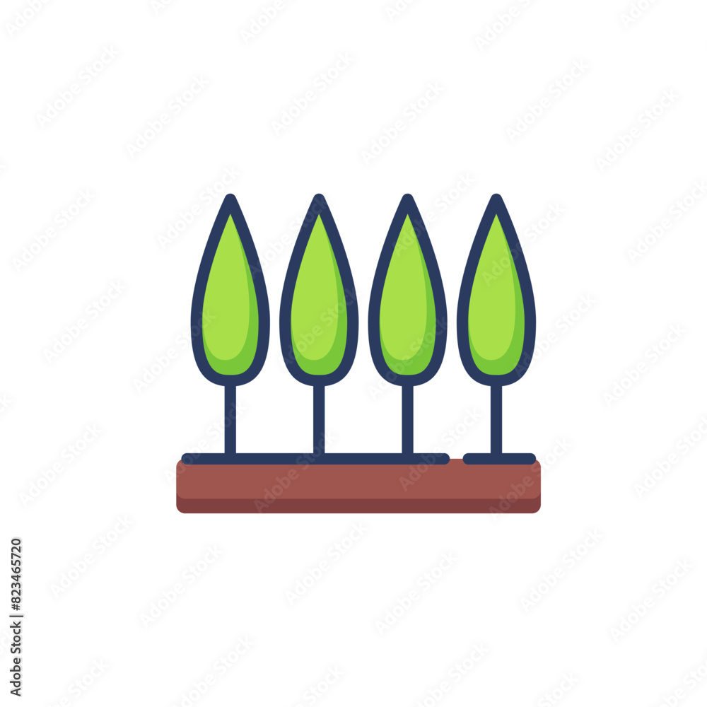 Grove line icon. Row of trees, garden, park isolated outline sign ...