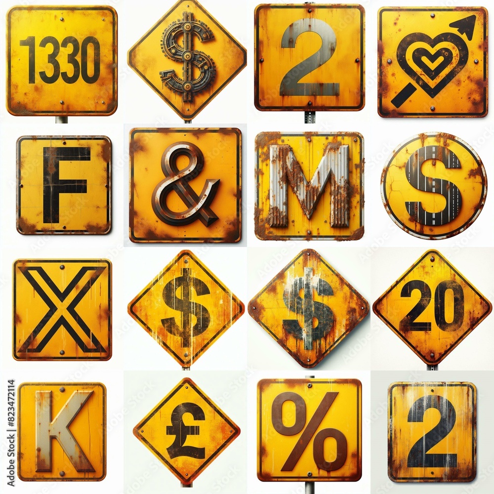 Yellow Road traffic sign Lettering Typeface. AI generated illustration ...