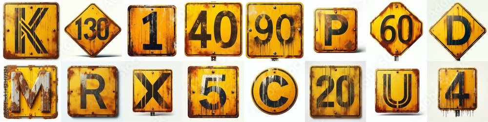 Yellow Road traffic sign Lettering Typeface. AI generated illustration ...