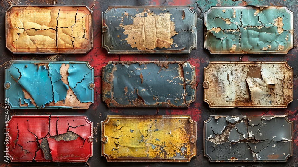 Featuring a distressed appearance and torn edges, these vintage ...