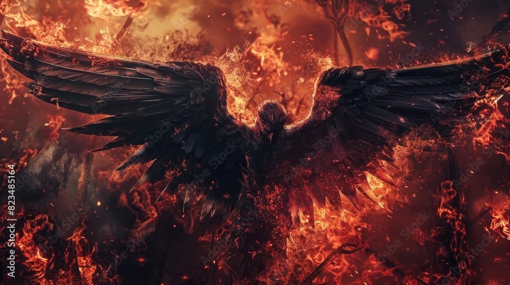 Apocalyptic Inferno with Fallen Dark Angel in Scorched Hellscape:A ...