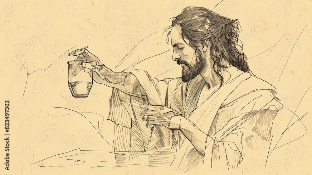 Jesus at the Wedding in Cana, Performing His First Miracle, Biblical ...