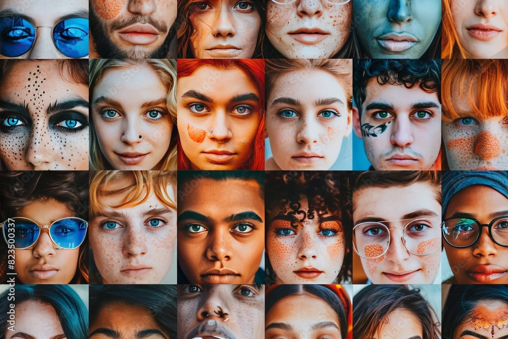 Diverse human faces collage portraits of various ages, genders, and ...