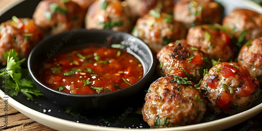 Meatball appetizers with sauce for dipping perfect for sharing at ...