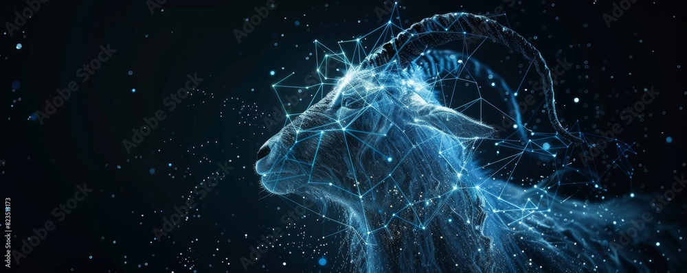 Capricorn visualized as the god Pan in a digital futuristic ...