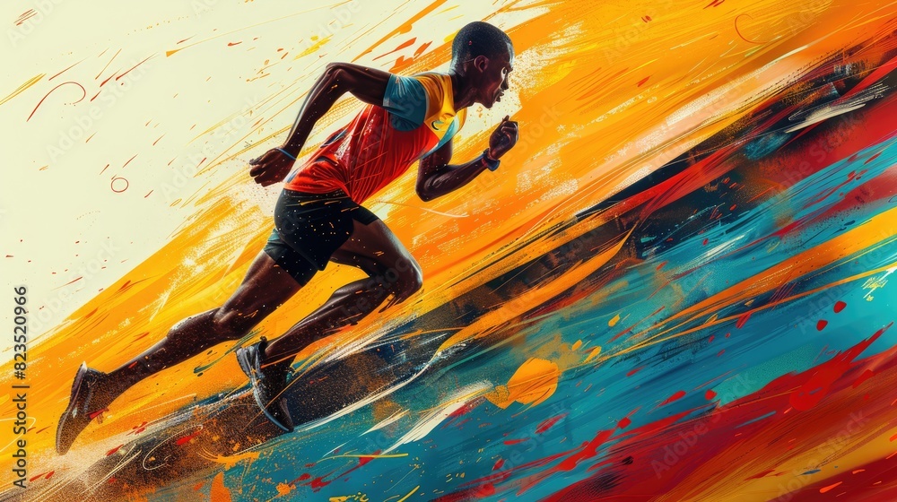 Colorful marathon winner finish background, sport and activity ...