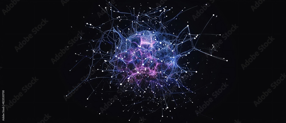 Periwinkle color digital hologram futuristic brain neuron link on a ...