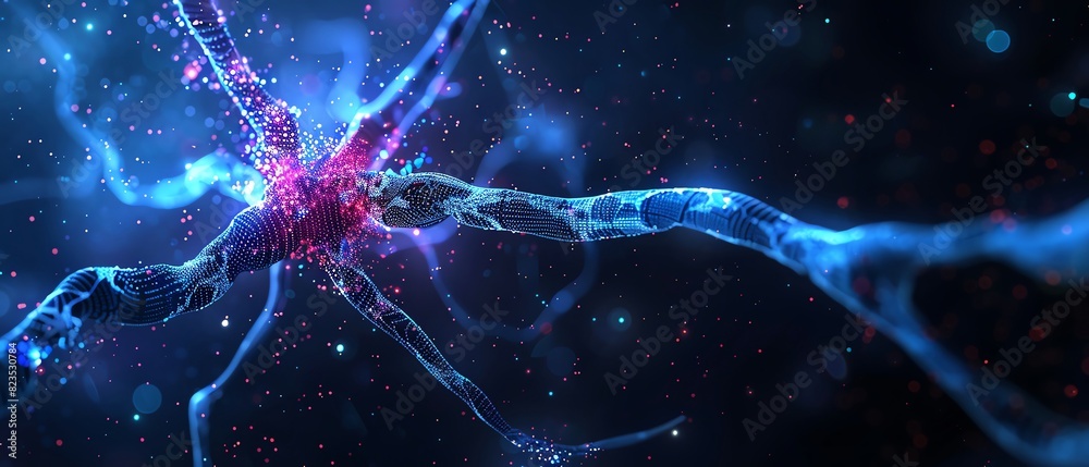 ภาพประกอบสต็อก Periwinkle color digital hologram futuristic brain ...