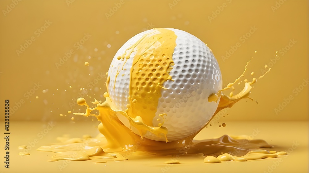 Golf ball on a vibrant background with watercolor paint splatters Stock ...