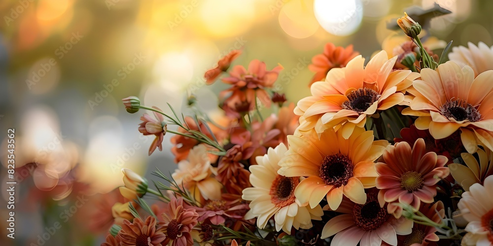 Bouquet of flowers in a cemetery symbolizing funerals. Concept Funeral ...