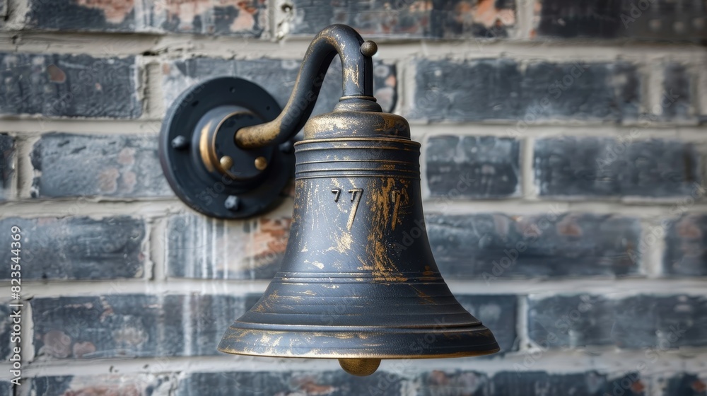 Wall-mounted school bell in close-up, signaling the beginning and end ...